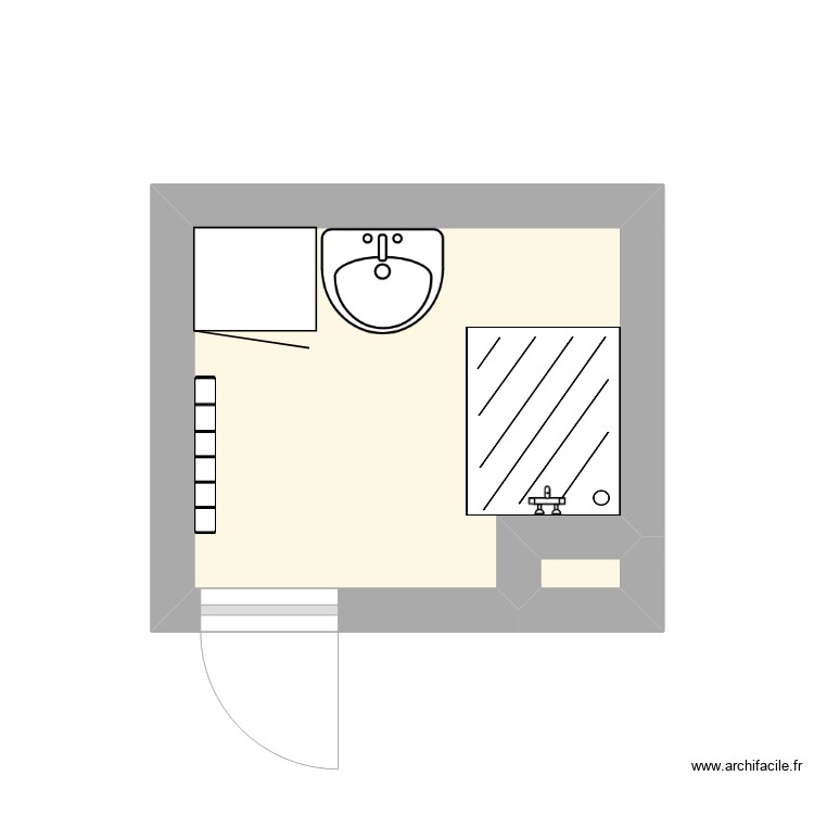 SDB actuelle DJERRAB - Plan 2 pièces 5 m2 dessiné par Gaëlle Ergo