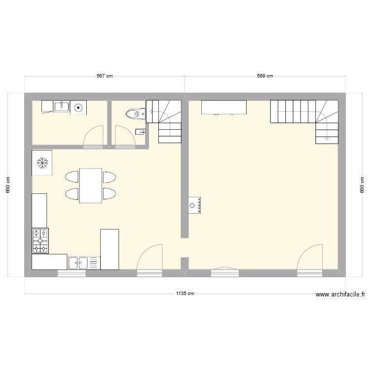 RDC GLR v.1 - Plan 2 pièces 63 m2 dessiné par DWLO22
