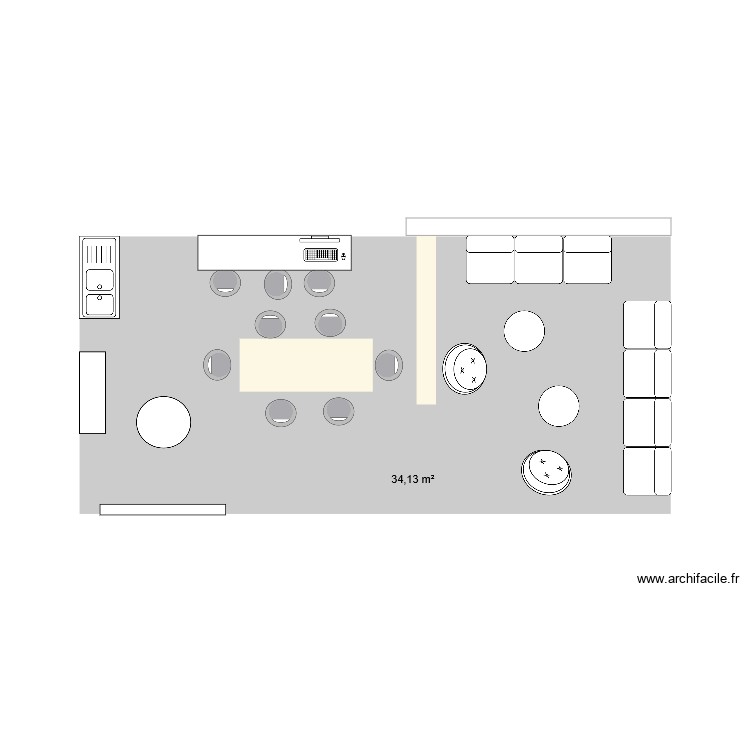 salle de repos - Plan 1 pièce 34 m2 dessiné par ericalban