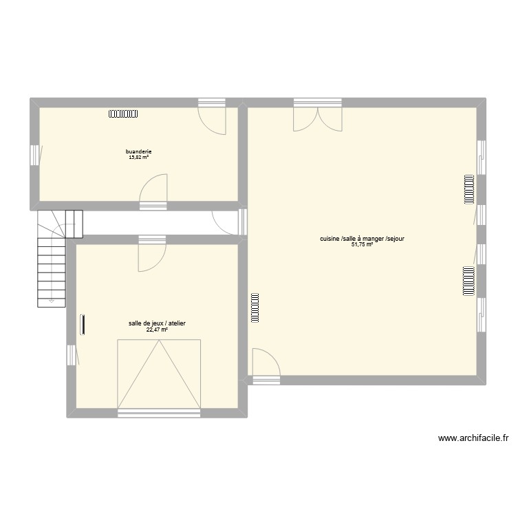 rdch - Plan 3 pièces 90 m2 dessiné par Mosbel