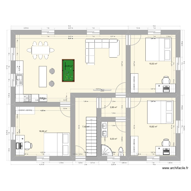 Plan 7 pièces 103 m² – ALY 3 – Par ALY008 ️ | ArchiFacile