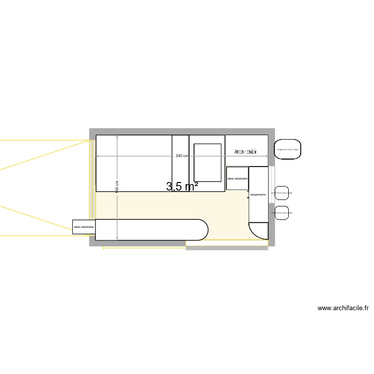 Syrphe ceinturé 1 - Plan 1 pièce 4 m2 dessiné par clemjoun