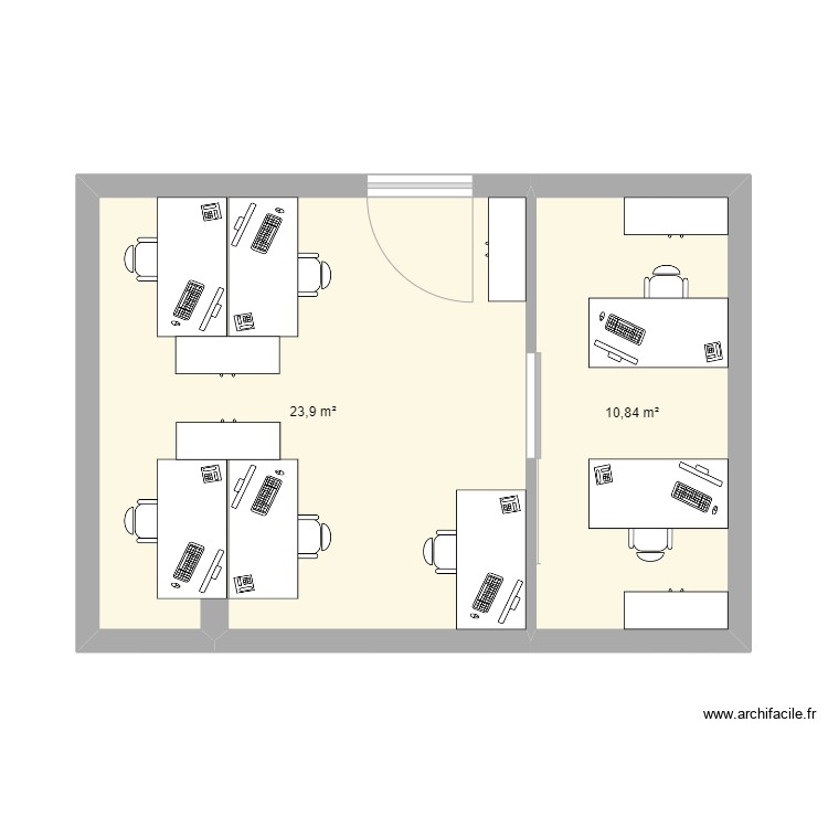 Open Space Maintenance V2 - Plan 2 pièces 35 m2 dessiné par Jérémy CP