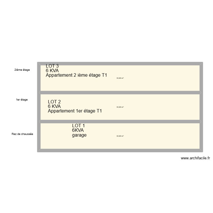 Plan découpage lot v1 greoux - Plan 3 pièces 93 m2 dessiné par shaben