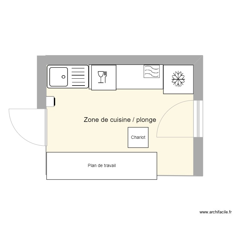 Plan cuisine huest - Plan 1 pièce 12 m2 dessiné par do4ink