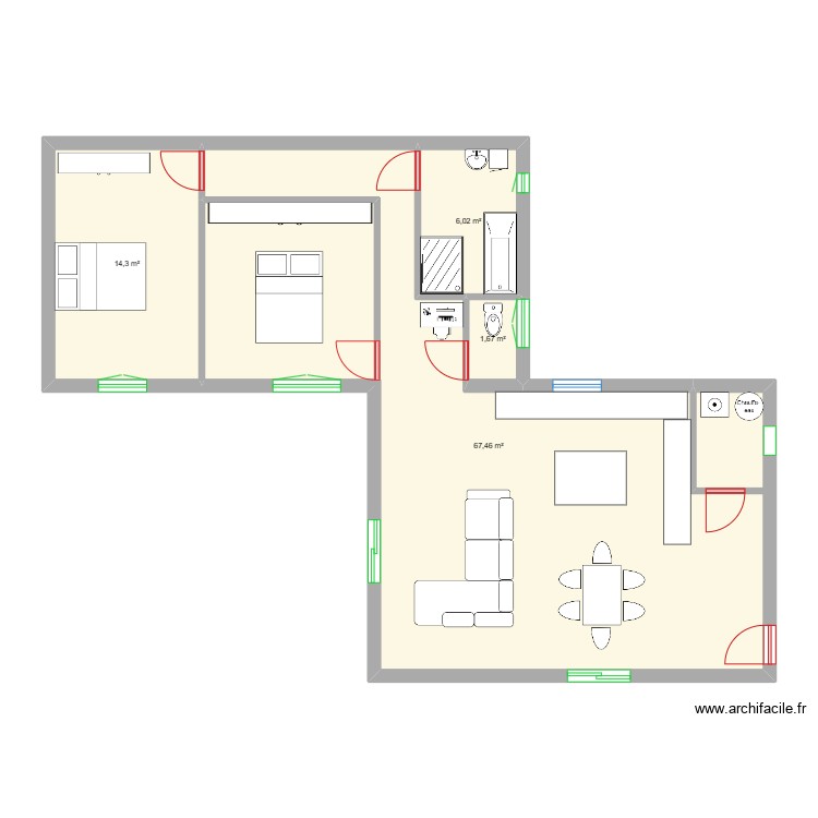 ABC - Plan 4 pièces 89 m2 dessiné par cocogreg10