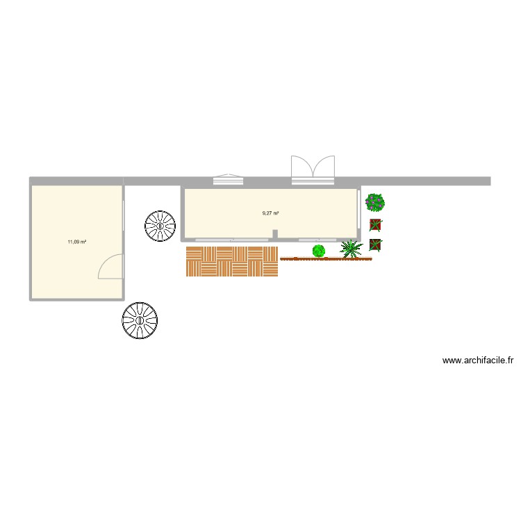 veranda plan 1 - Plan 2 pièces 20 m2 dessiné par 61vero