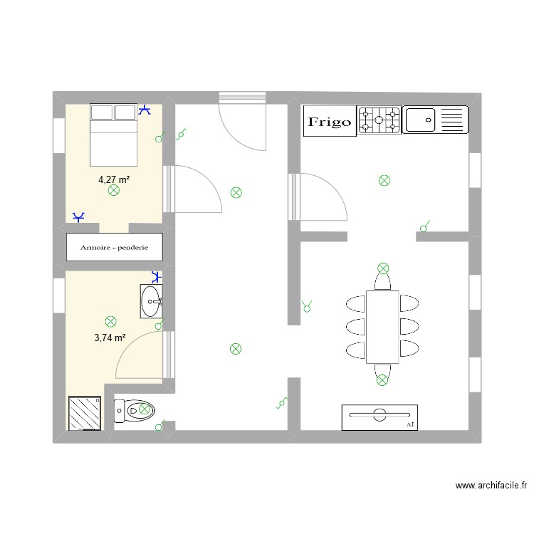 appartement f2 - Plan dessiné par jsp06