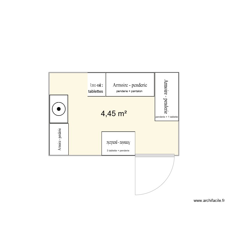 Dressing - Plan 1 pièce 4 m2 dessiné par Laski