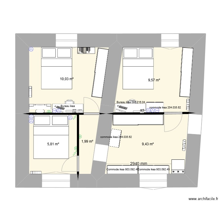 maison provisoir - Plan 4 pièces 70 m2 dessiné par guetteguette