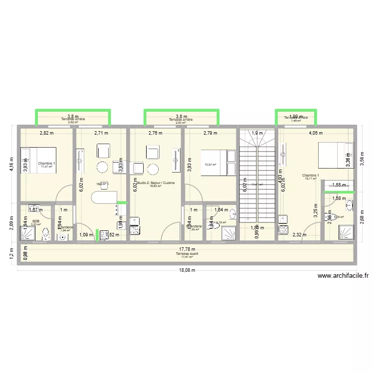 Plan 15 125 m² – Plan R1 STUDIO – Par AngeMba ️ | ArchiFacile
