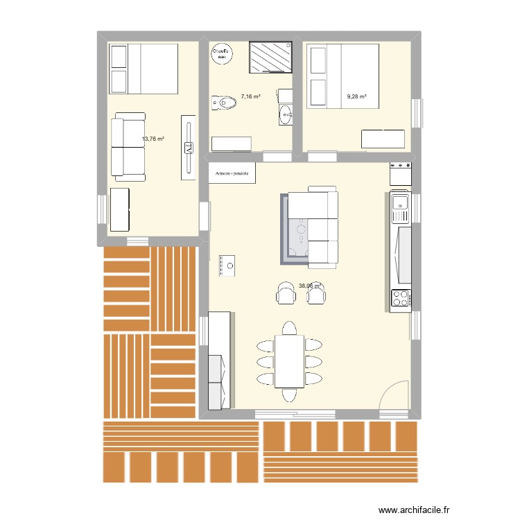 chalet - Plan 4 pièces 68 m2 dessiné par srichard33