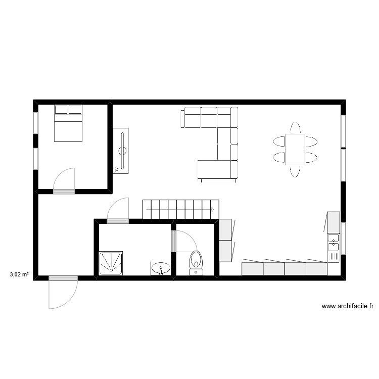Dethy rdc - Plan 4 pièces 40 m2 dessiné par coco2100
