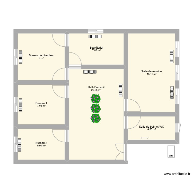 Plan 7 pièces 70 m² – plan bureaux – Par maamarlaidi ️ | ArchiFacile