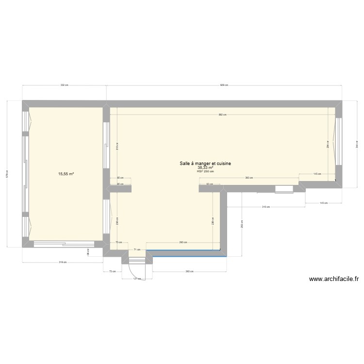 veranda - Plan 2 pièces 54 m2 dessiné par dom59390