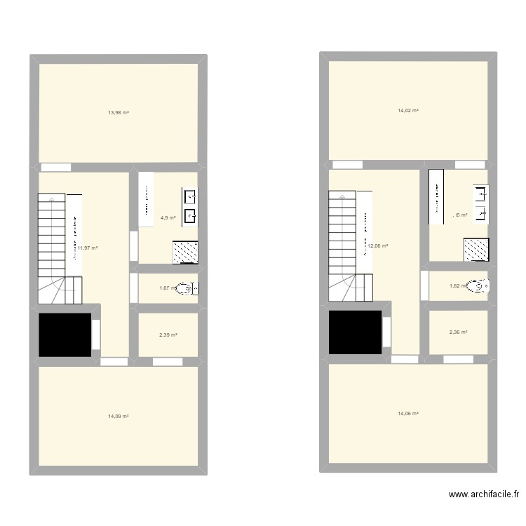 plan 1er test LR - Plan 14 pièces 102 m2 dessiné par loulou3181