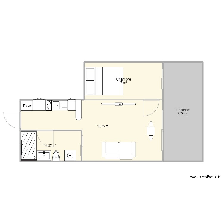 Font-Romeu - Plan 4 pièces 37 m2 dessiné par YC14