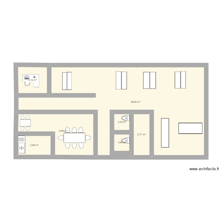 UPS - Plan 7 pièces 59 m2 dessiné par vaho