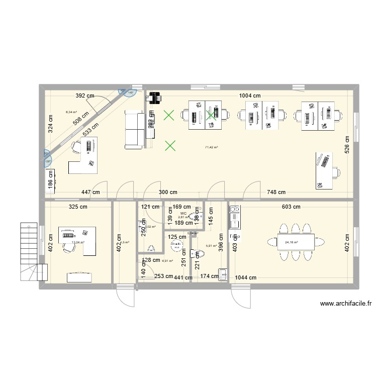 locaux bureaux - Plan dessiné par Themack