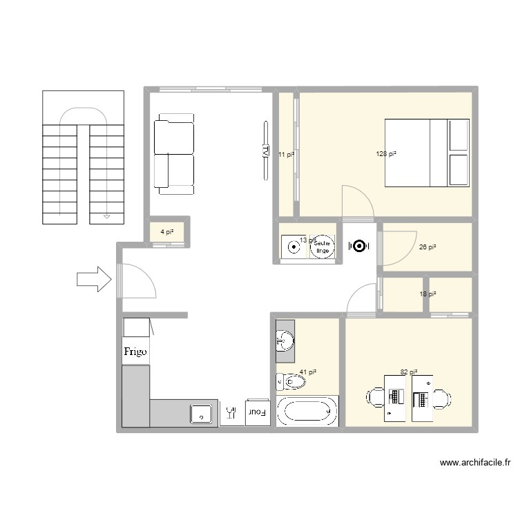 Appartement - Plan 8 pièces 30 m2 dessiné par ferd0107