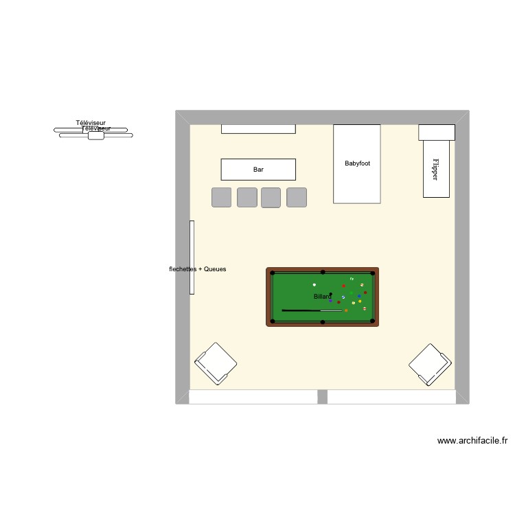 Salle de jeu - Plan 1 pièce 25 m2 dessiné par Manuel79