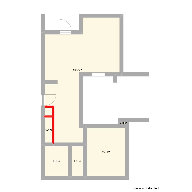 tempo - Plan 6 pièces 46 m2 dessiné par Donas74