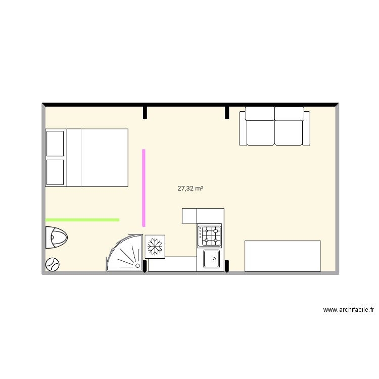 Cabane - Plan 1 pièce 27 m2 dessiné par mafifle