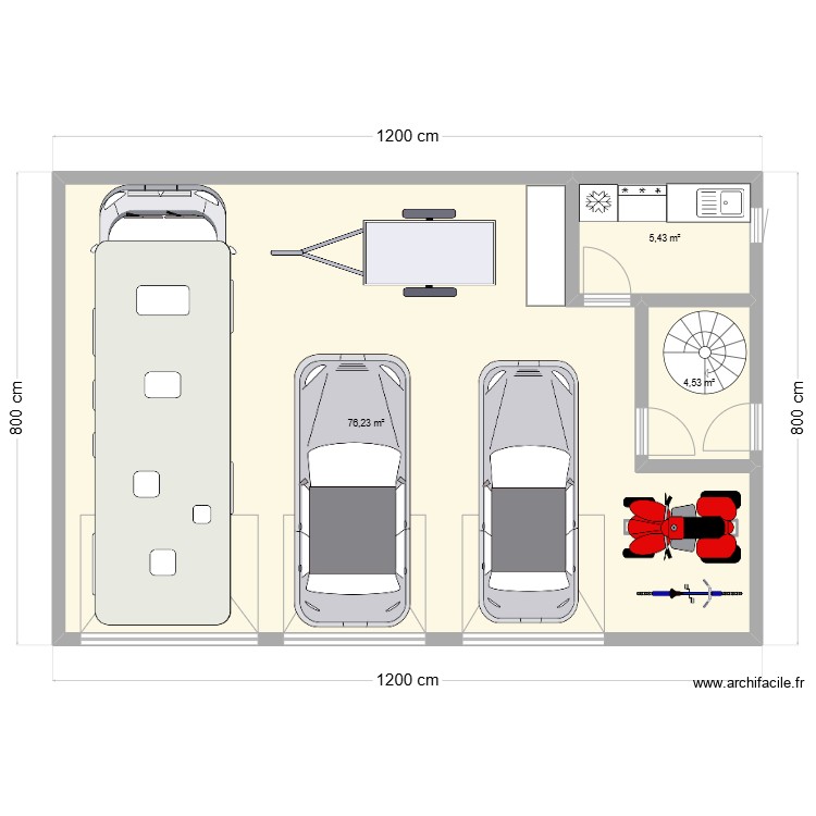 plan gwen garage - Plan 3 pièces 86 m2 dessiné par maximios