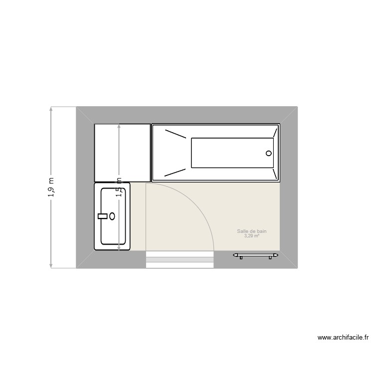 Thomas - Plan 1 pièce 3 m2 dessiné par CoutantS