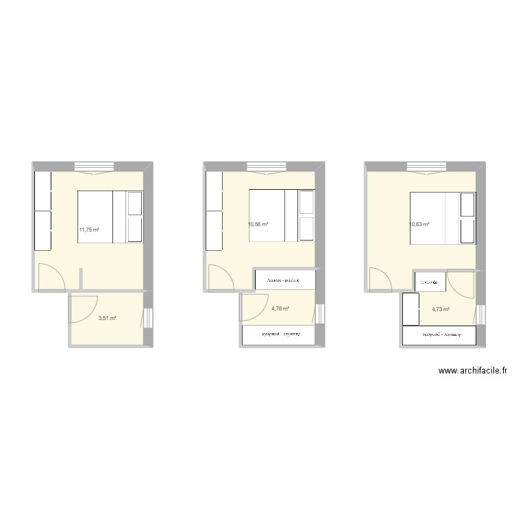 DRESSING - Plan 6 pièces 46 m2 dessiné par CRY01