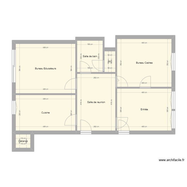 Bureau MNA 22 - Plan 8 pièces 72 m2 dessiné par MECS MNA 22