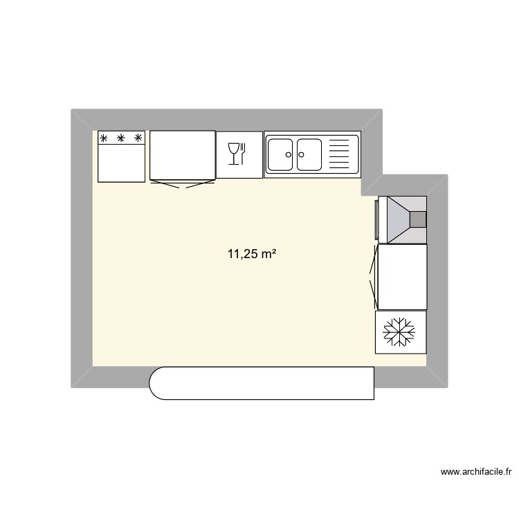 Cuisine Sarah - Plan 1 pièce 11 m2 dessiné par Myjo34