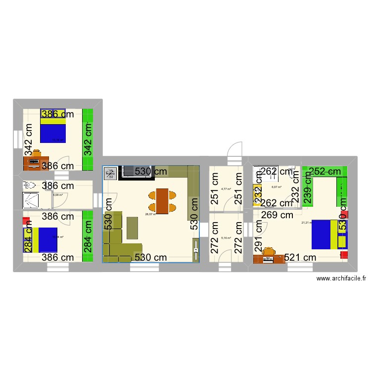 ANGEL - Plan 6 pièces 96 m2 dessiné par Marionangel