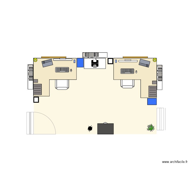 Bureau de travail - Plan 1 pièce 22 m2 dessiné par Kat004