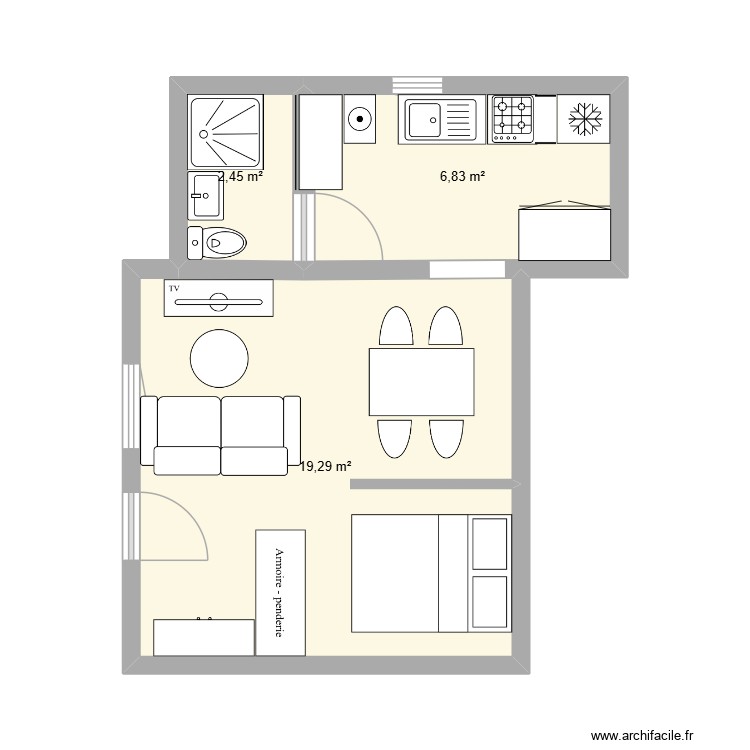 Plan 3 pièces 29 m² – logement 6 – Par Agneess ️ | ArchiFacile