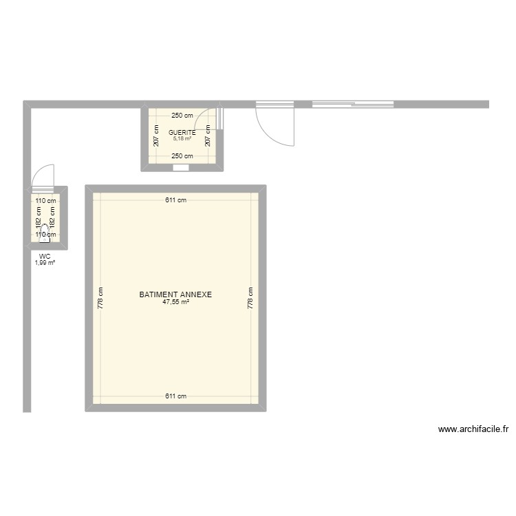 Plan Guérite et toilettes - Plan 3 pièces 55 m2 dessiné par Kamal472