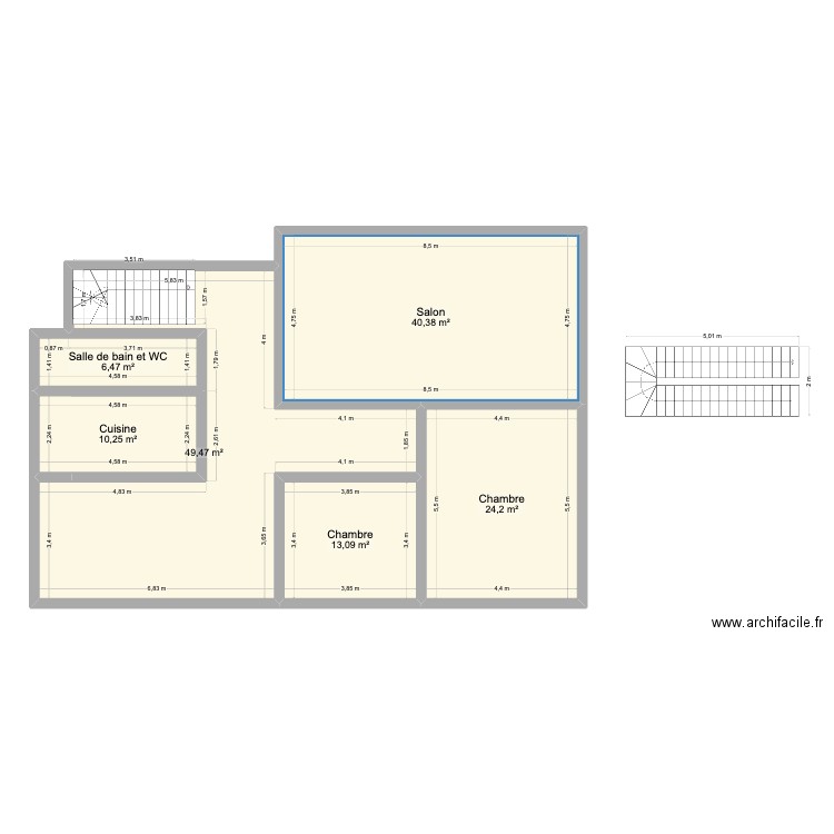 planA - Plan 2 pièces 164 m2 dessiné par Ethmane