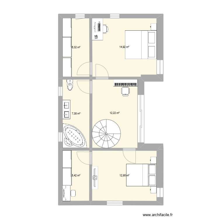 Plan R1 - Plan 6 pièces 59 m2 dessiné par danicksinoh