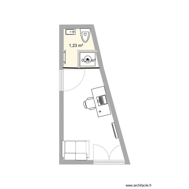 Petit Studio - Plan 2 pièces 2 m2 dessiné par dulie22