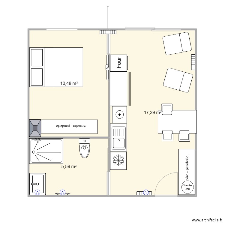 t1 plan reno - Plan 3 pièces 33 m2 dessiné par aude BS