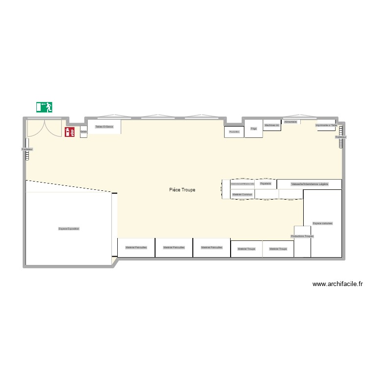 Plan local 3 - Plan 1 pièce 74 m2 dessiné par Gimlidun
