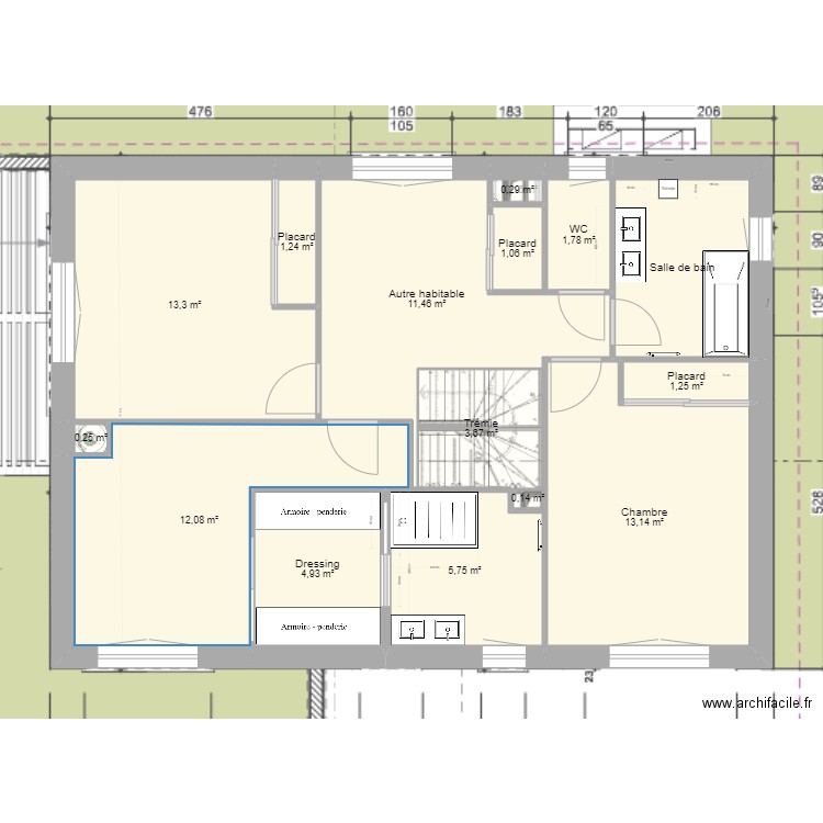 Plan Archi - Plan 5 pièces 76 m2 dessiné par nono005
