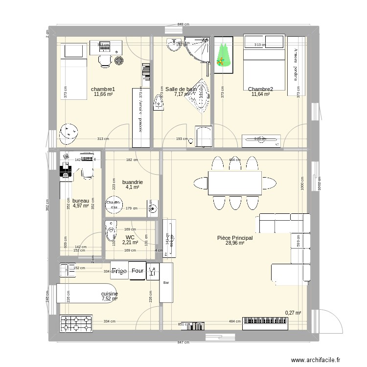 maison de 85m2 - Plan dessiné par mallie
