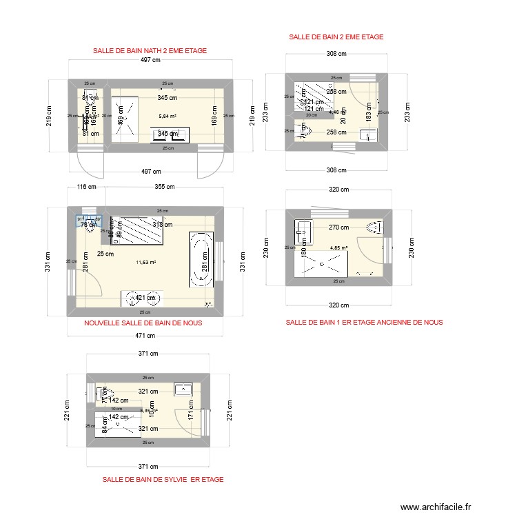 sdb - Plan 4 pièces 23 m2 dessiné par jpfamelie