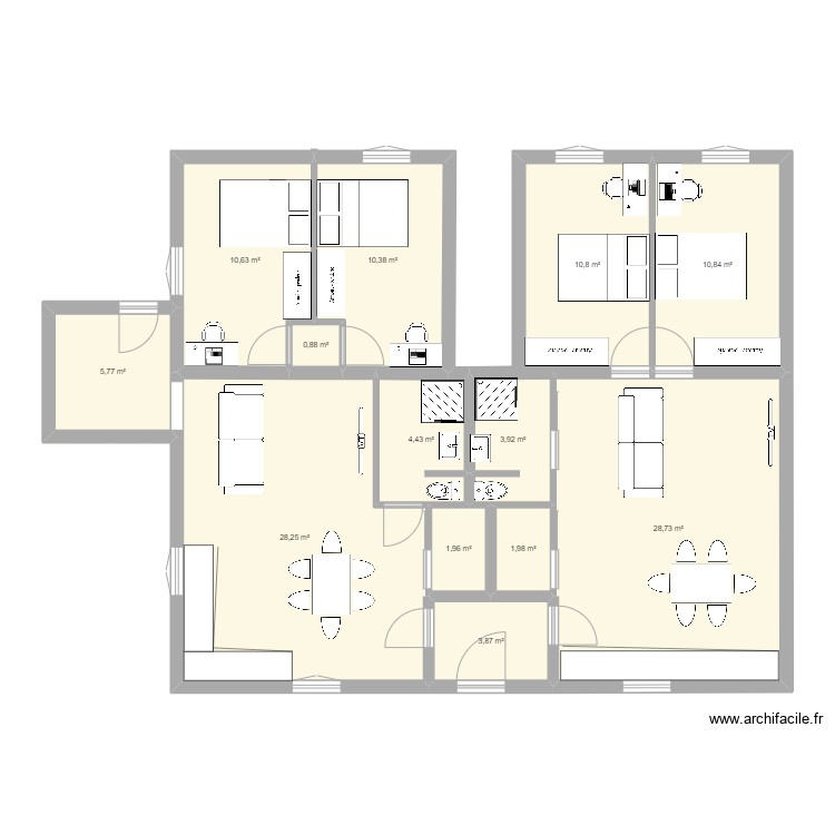 logement 3 - Plan 13 pièces 122 m2 dessiné par Chris2590