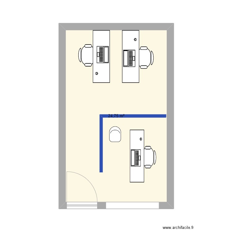 Bureau provisoir - Plan dessiné par SIMO ABB