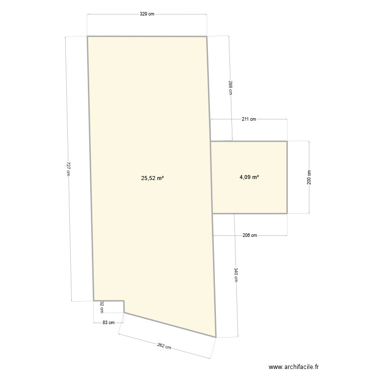 plan surface passerelle - Plan 2 pièces 30 m2 dessiné par KLR7