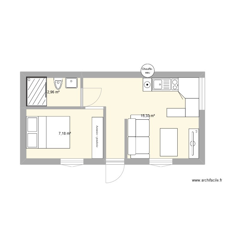 dep - Plan 3 pièces 25 m2 dessiné par Alexflz