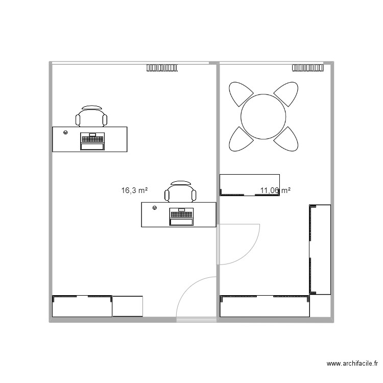 Bureau tobe - Plan 2 pièces 27 m2 dessiné par Hélène44980