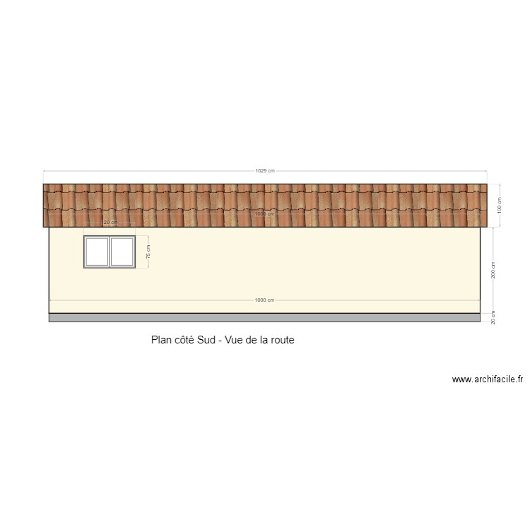 Plan Côté sud - Vue de la route - Plan dessiné par jelicho13